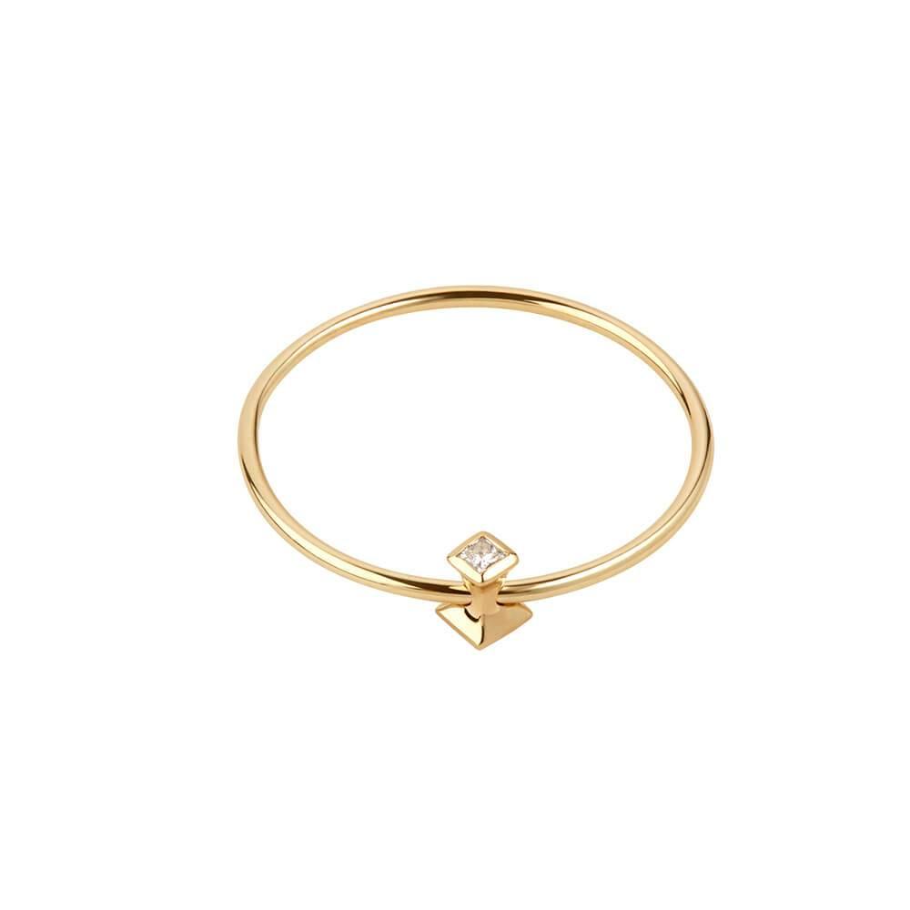 RUIFIER Orbit Fine Cube 14ct Yellow Gold Diamond Ring | RUIFIER